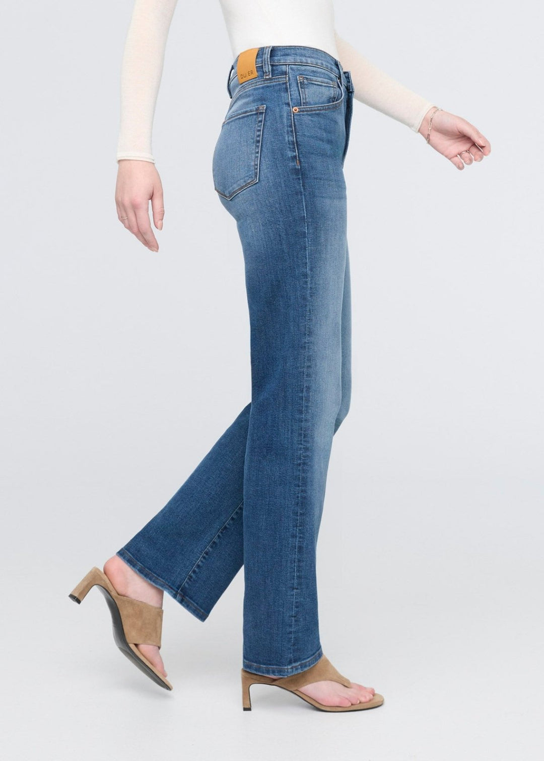 Women's Mid Blue High Rise Straight Jeans