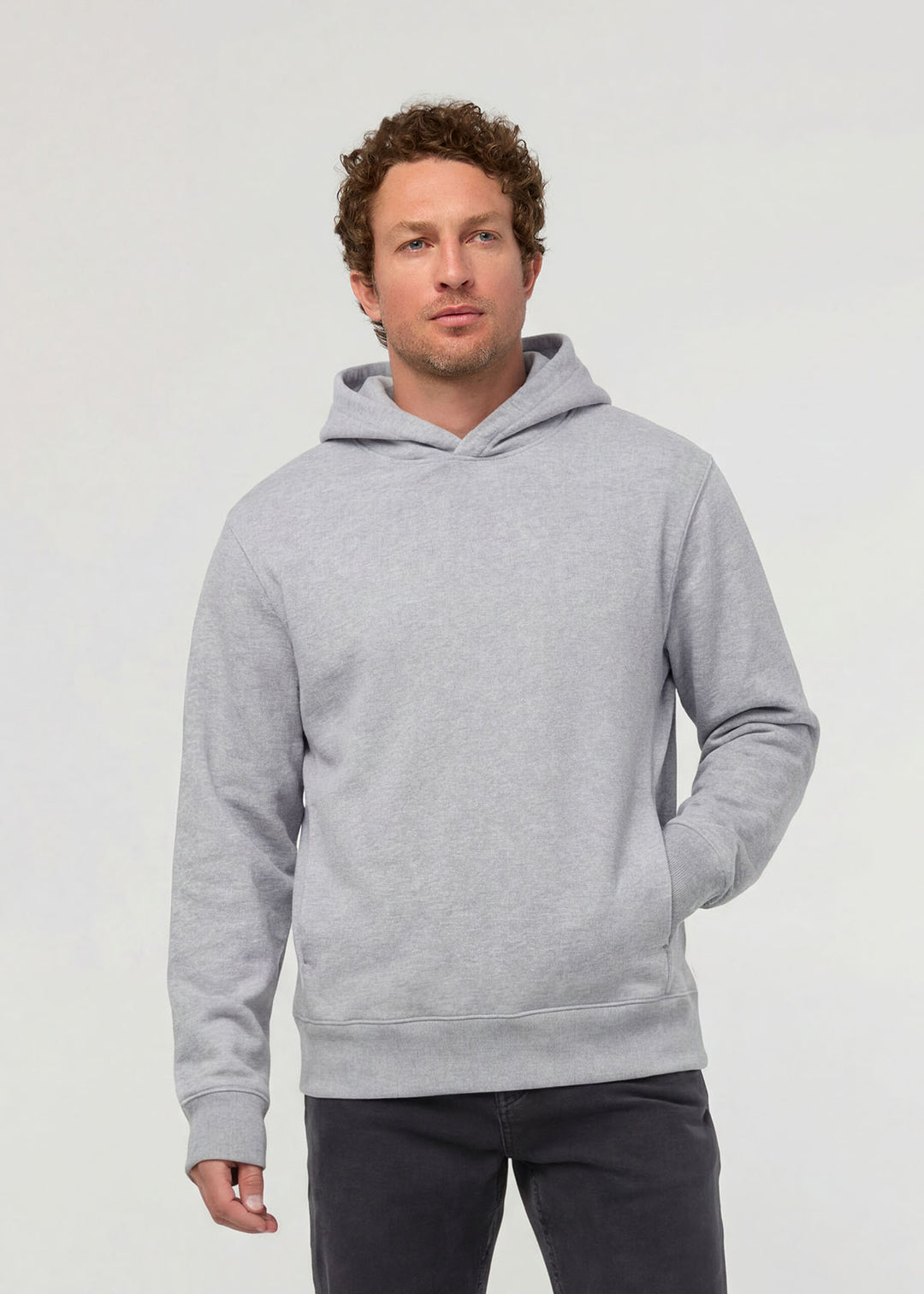 Men's Heather Grey DuraSoft Fleece Motion Hoodie