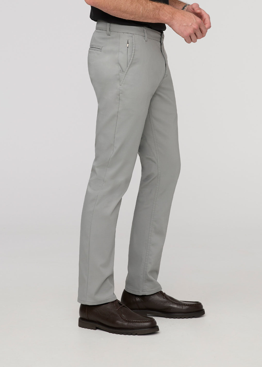 Men's Grey Slim Straight Fit Stretch Trouser