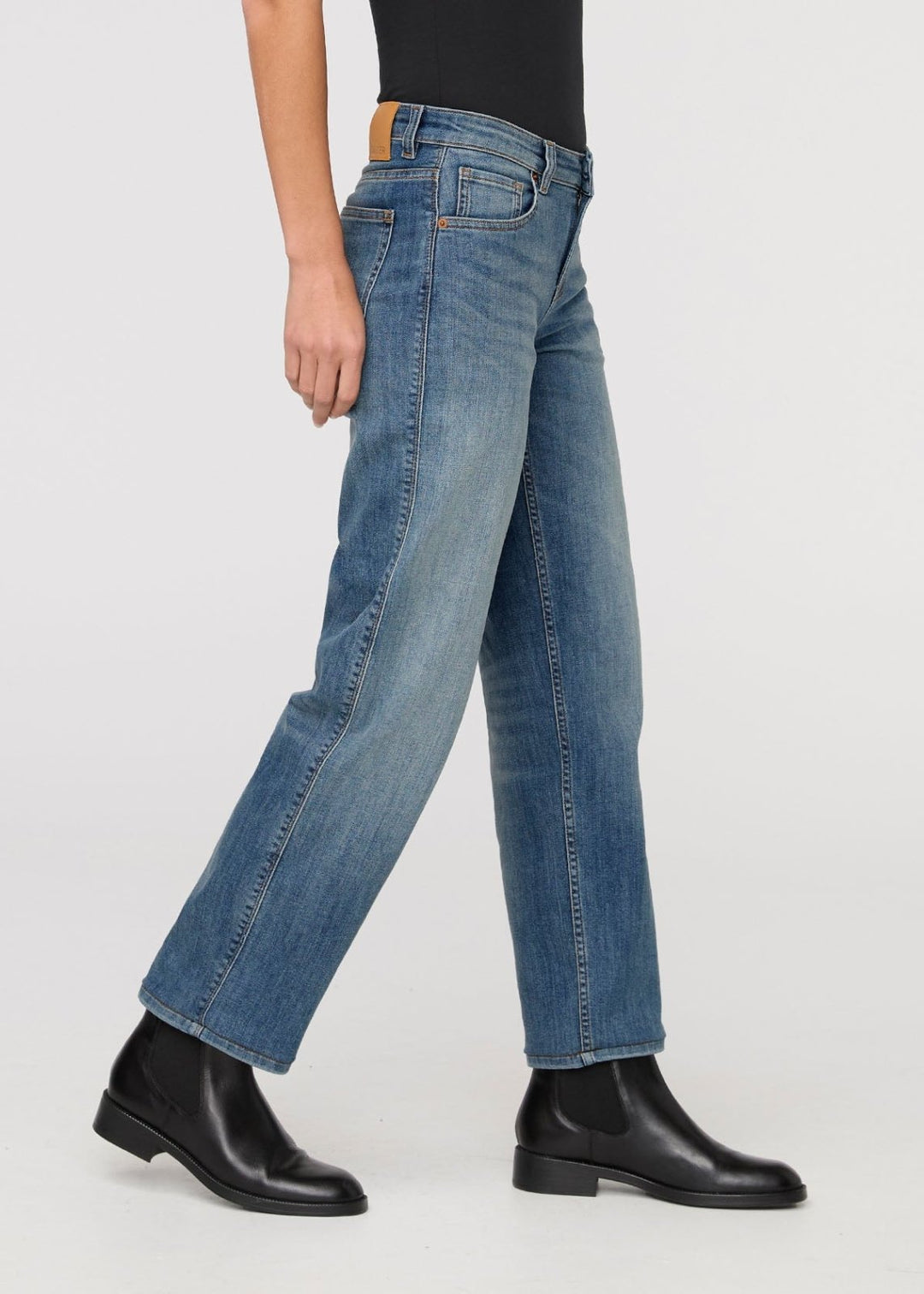 Women's Blue Ash Mid Rise Straight Stretch Jeans