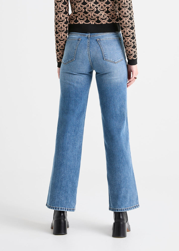 Women's High Rise Wide Leg Blue Stretch Jeans