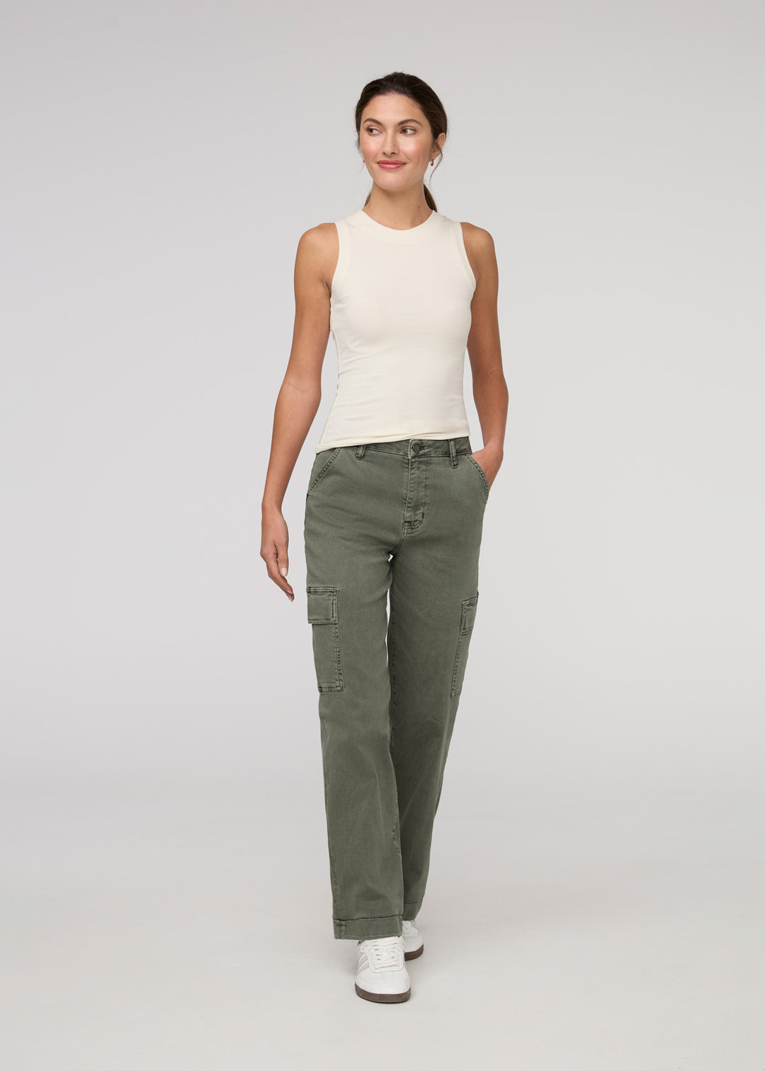 Women's High Rise Twill Cargo Pants