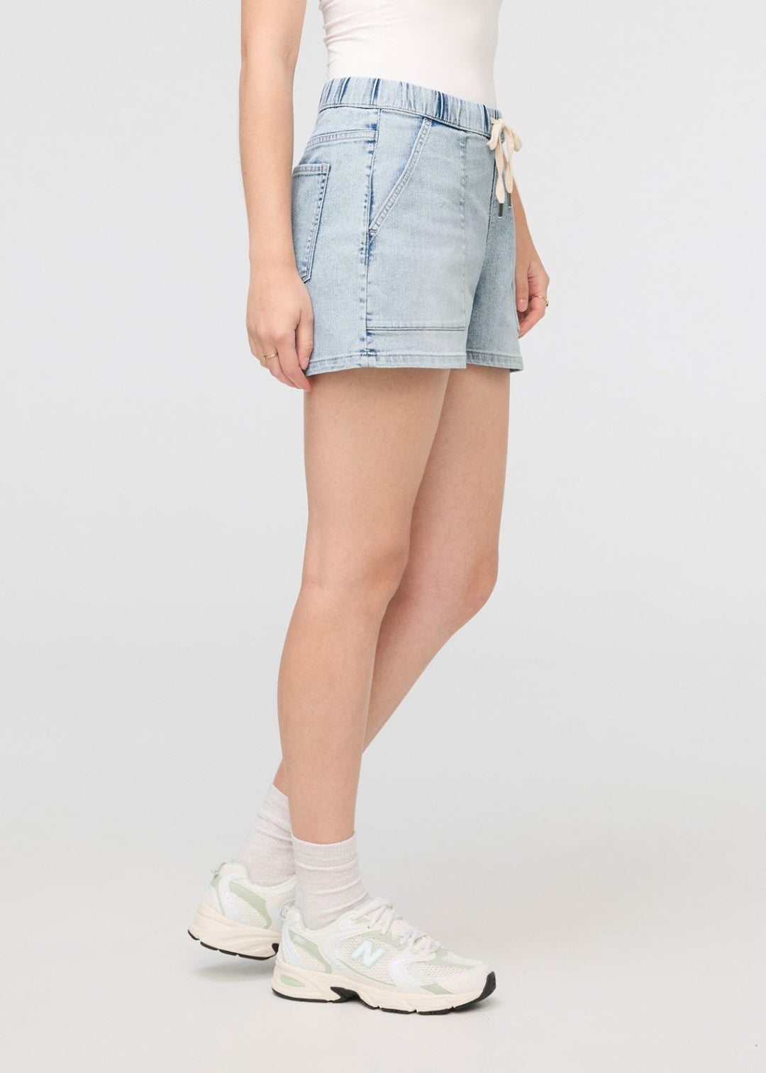 Women's Light Blue Relaxed Drawstring Denim Shorts