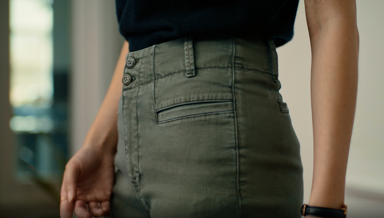 Women's Dark Blue High Rise Twill Trouser