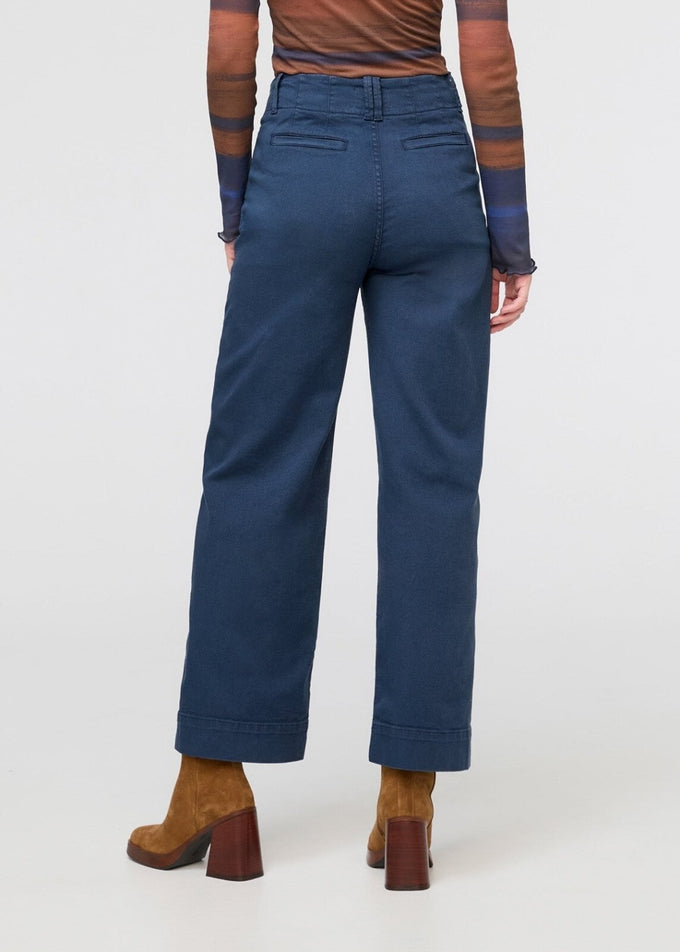 Women's Dark Blue High Rise Twill Trouser
